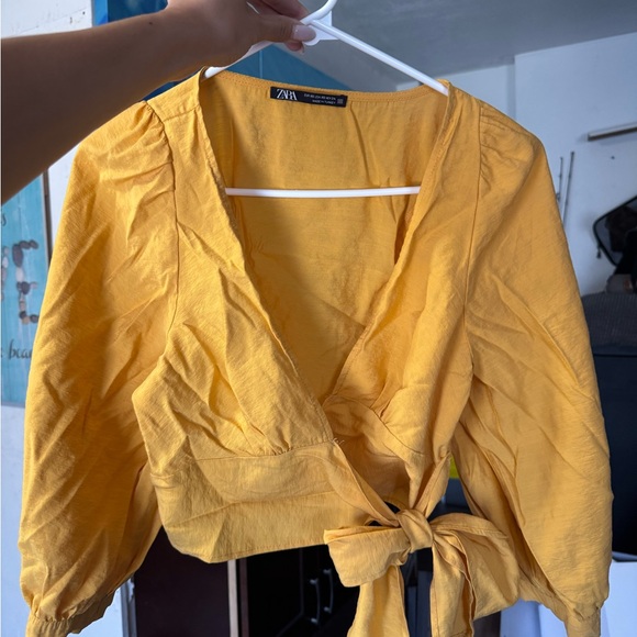 Zara | Tops | Zara Yellow Wrap Top | Poshmark